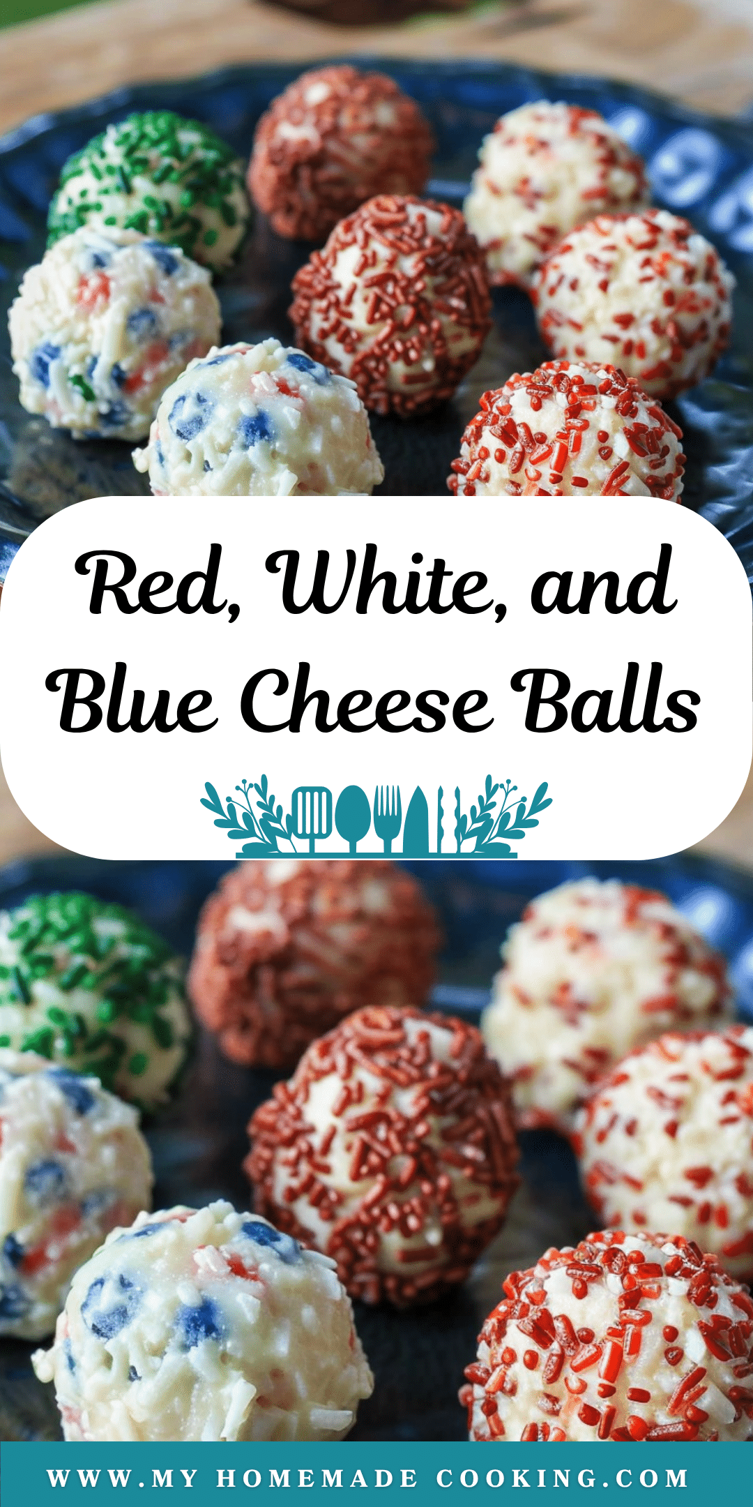 Red, White, and Blue Cheese Balls | My Homemade Cooking