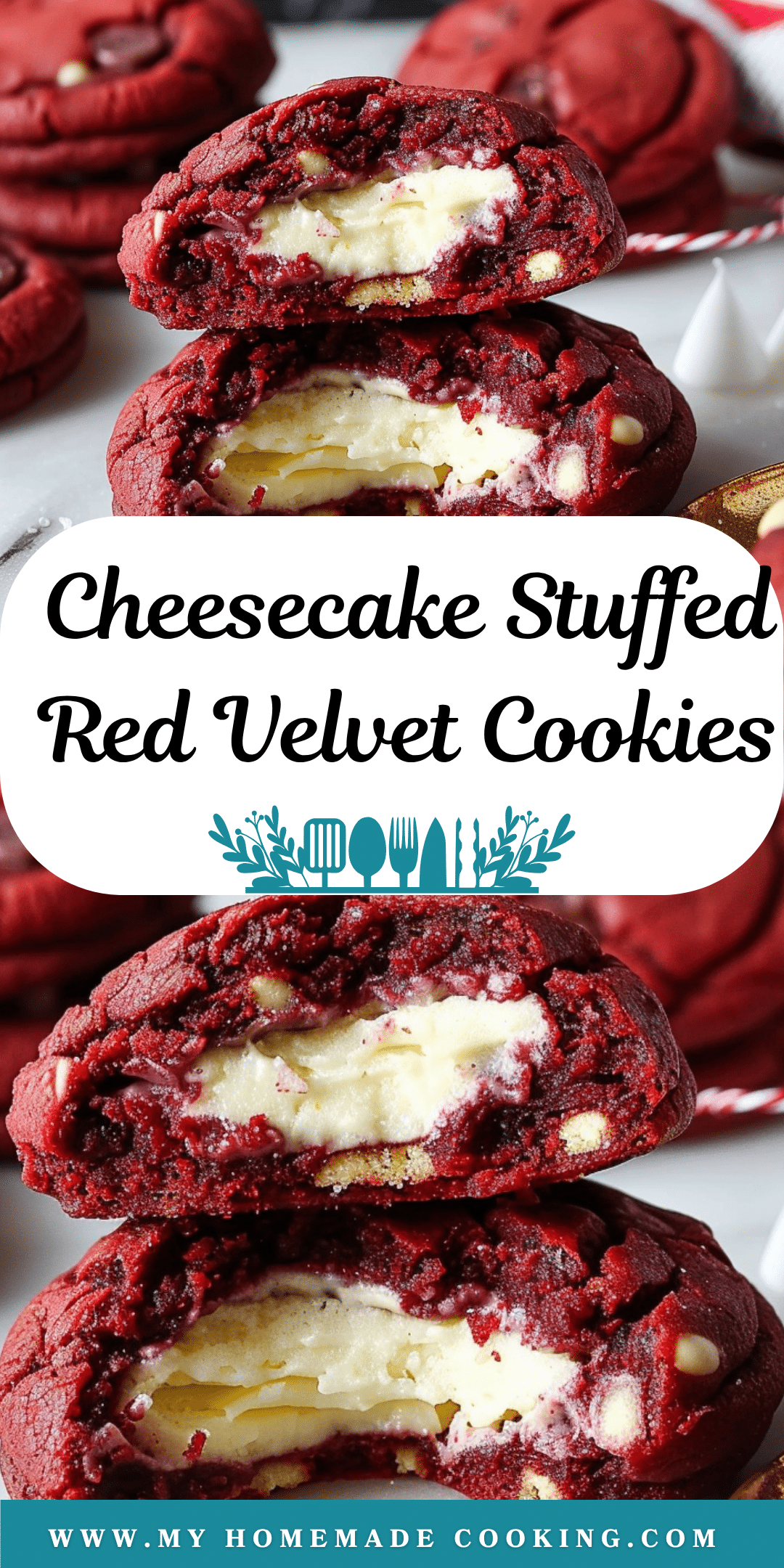 Cheesecake Stuffed Red Velvet Cookies | My Homemade Cooking
