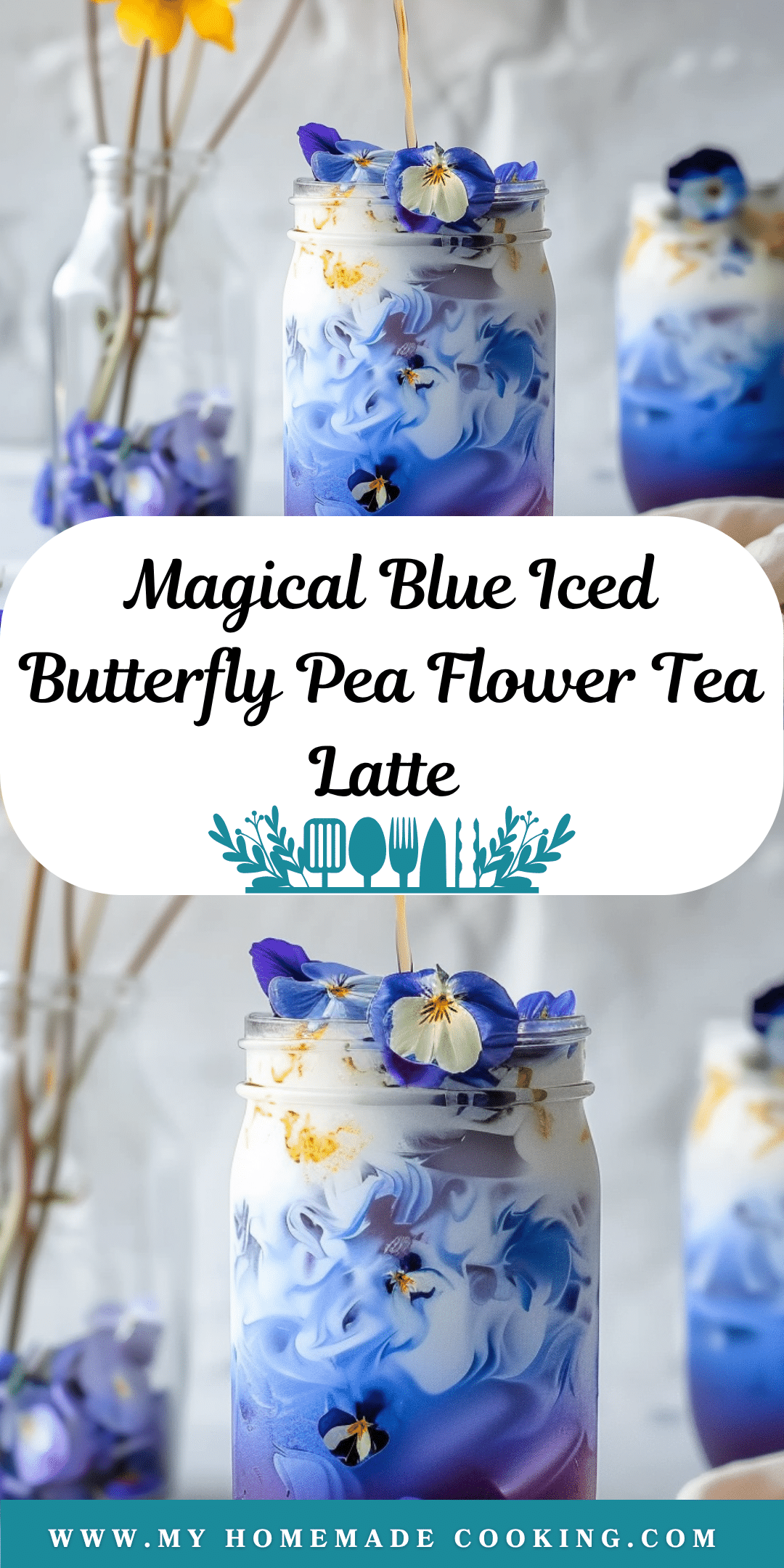 Iced Butterfly Pea Flower Tea Latte | My Homemade Cooking