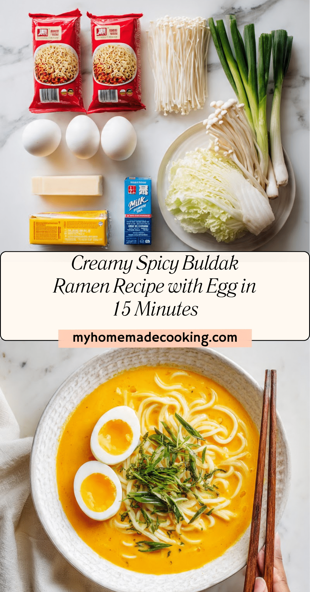 Creamy Spicy Buldak Ramen with Egg | Bold Korean Flavors